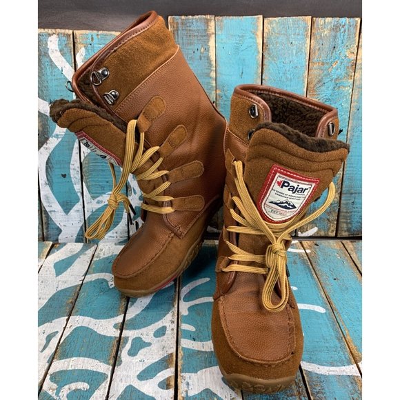 Pajar | Shoes | Pajar Gaetana Brown Leather Lace Up Waterproof Winter ...